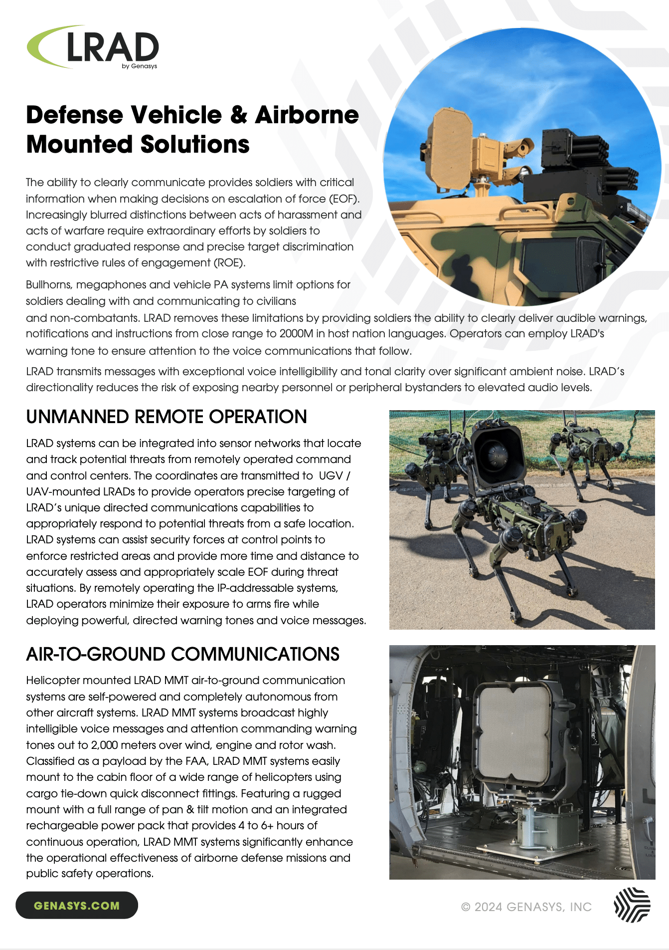 LRAD Defense - Vehicle & Airborne Mounted Solutions | Genasys
